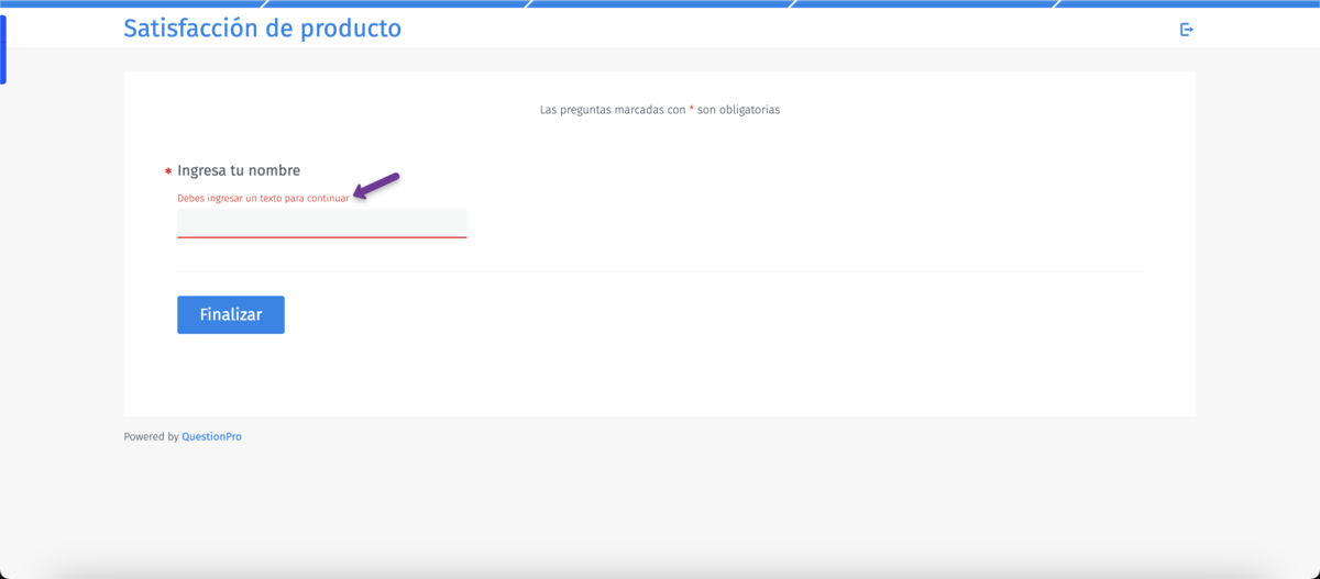 Mensajes de validación personalizados | QuestionPro Centro de Ayuda