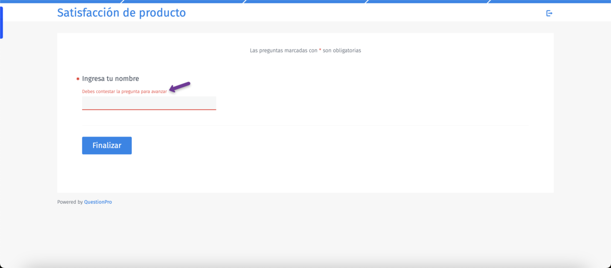 Mensajes de validación personalizados | QuestionPro Centro de Ayuda