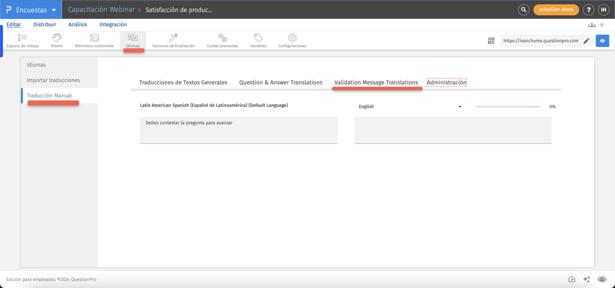 Mensajes de validación personalizados | QuestionPro Centro de Ayuda