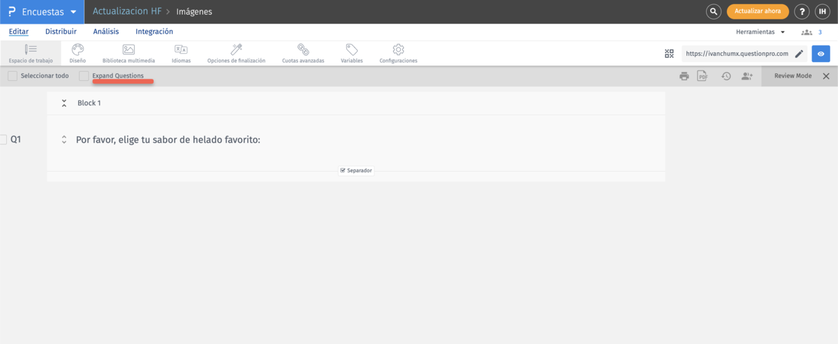 Modo de revisión | QuestionPro Centro de Ayuda