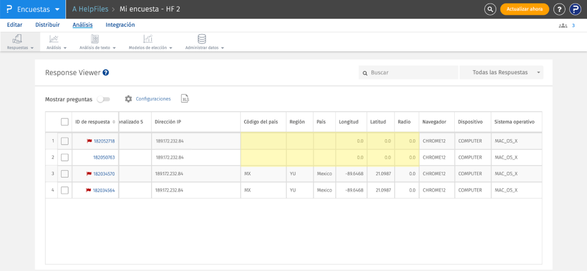 Datos de ubicación basados en IP | QuestionPro Centro de Ayuda