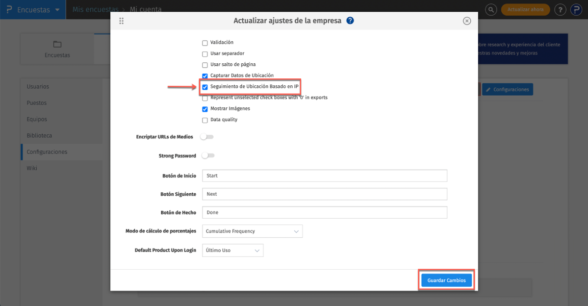 Datos de ubicación basados en IP | QuestionPro Centro de Ayuda