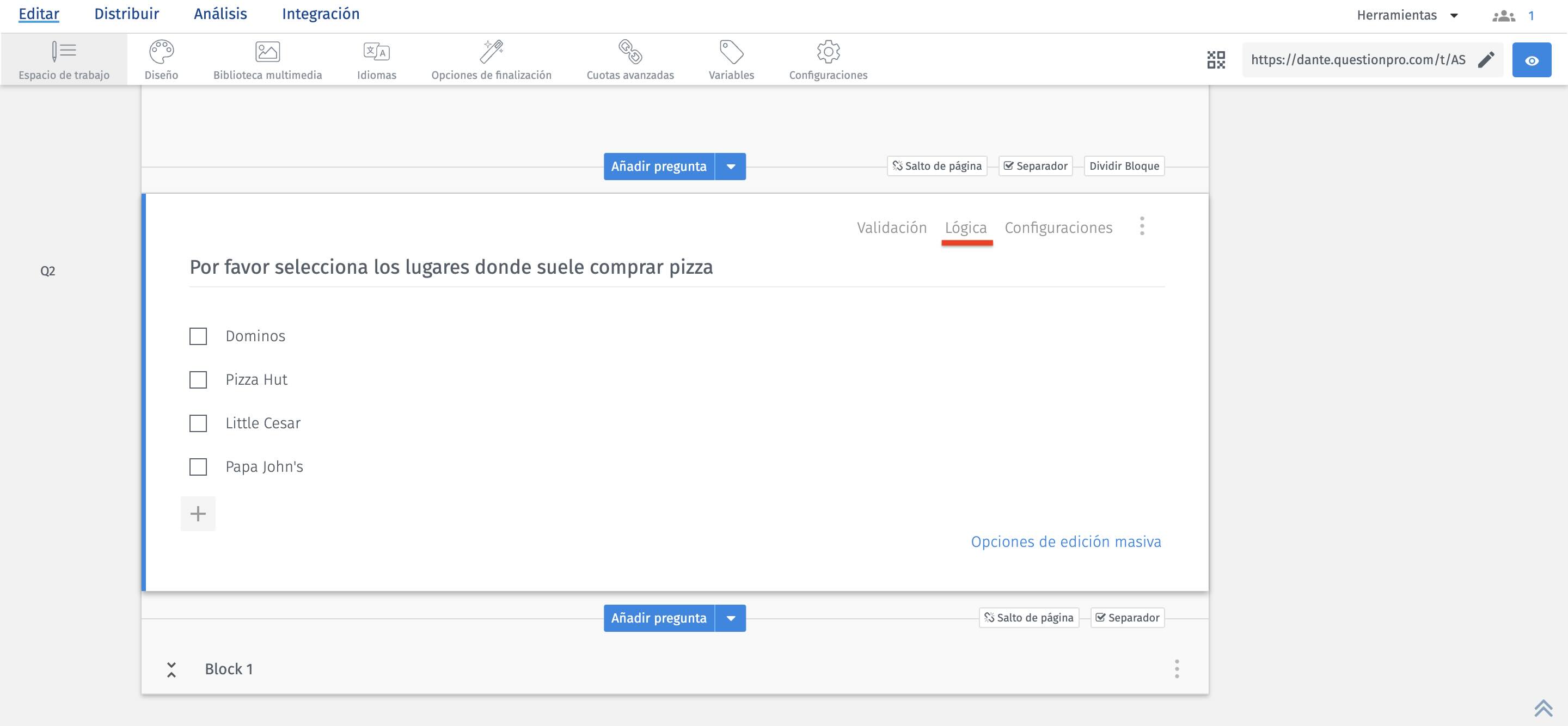 Texto de canalización o piping text | QuestionPro Centro de Ayuda