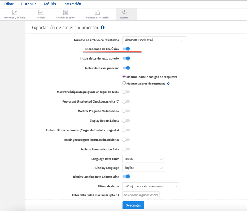 Exportar datos: descargas en Excel y CSV | QuestionPro Centro de Ayuda