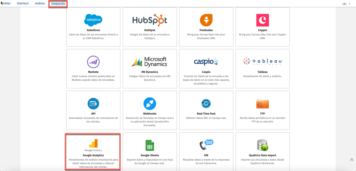 Integración de Google Analytics? | QuestionPro Centro de Ayuda