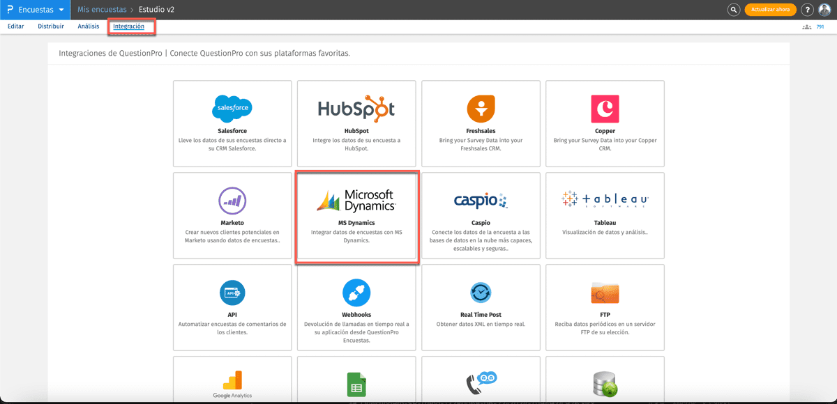 Microsoft Dynamics CRM - Autenticación | QuestionPro Centro de Ayuda