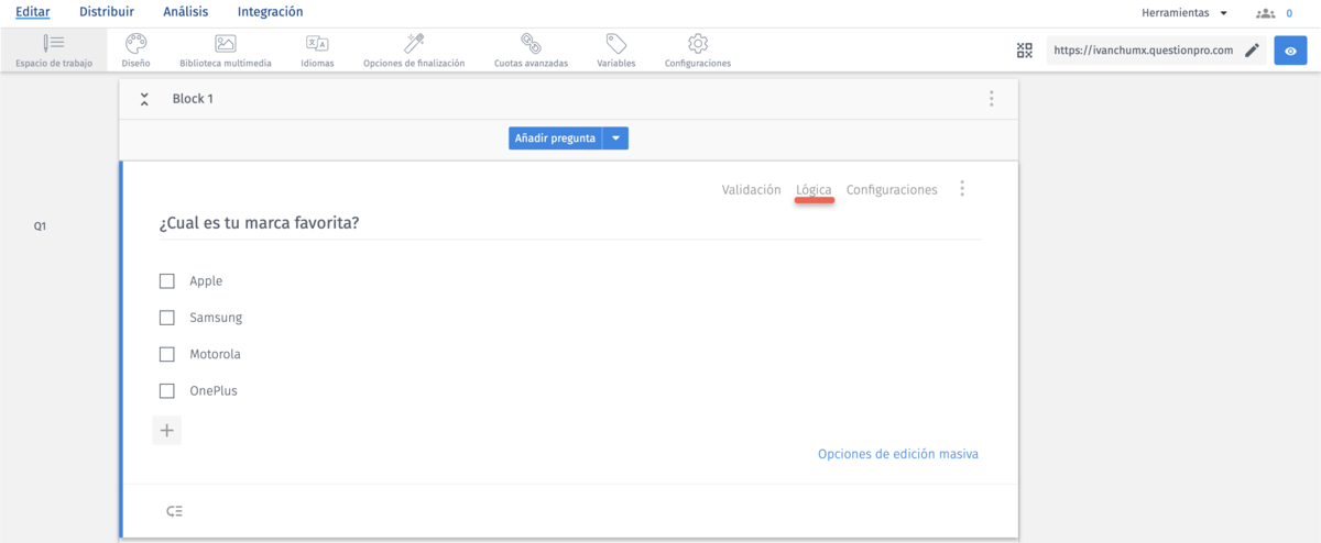 Lógica de Looping | QuestionPro Centro de Ayuda